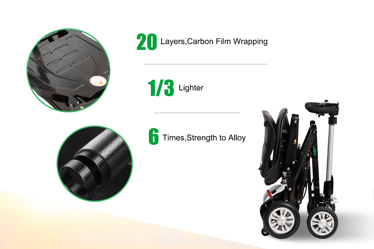 JBH Black Electric Carbon Fiber Mobility Scooter FBC01 - JBH