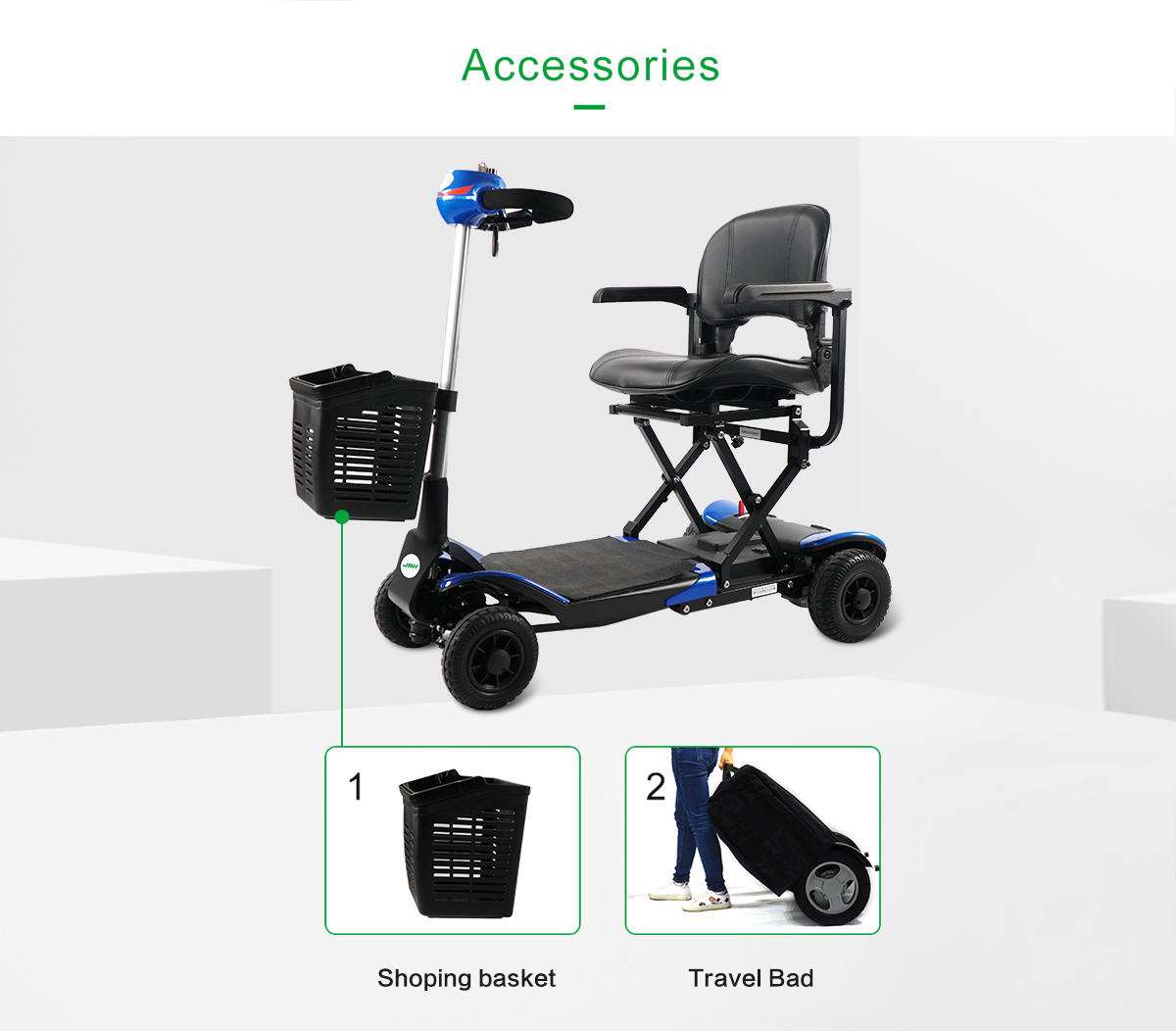 JBH Blue Electric Elderly Mobility Scooter FDB01 - JBH